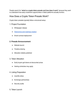 What Is a Crypto Token Presale and How It Works | Ultimate Guide | PDF