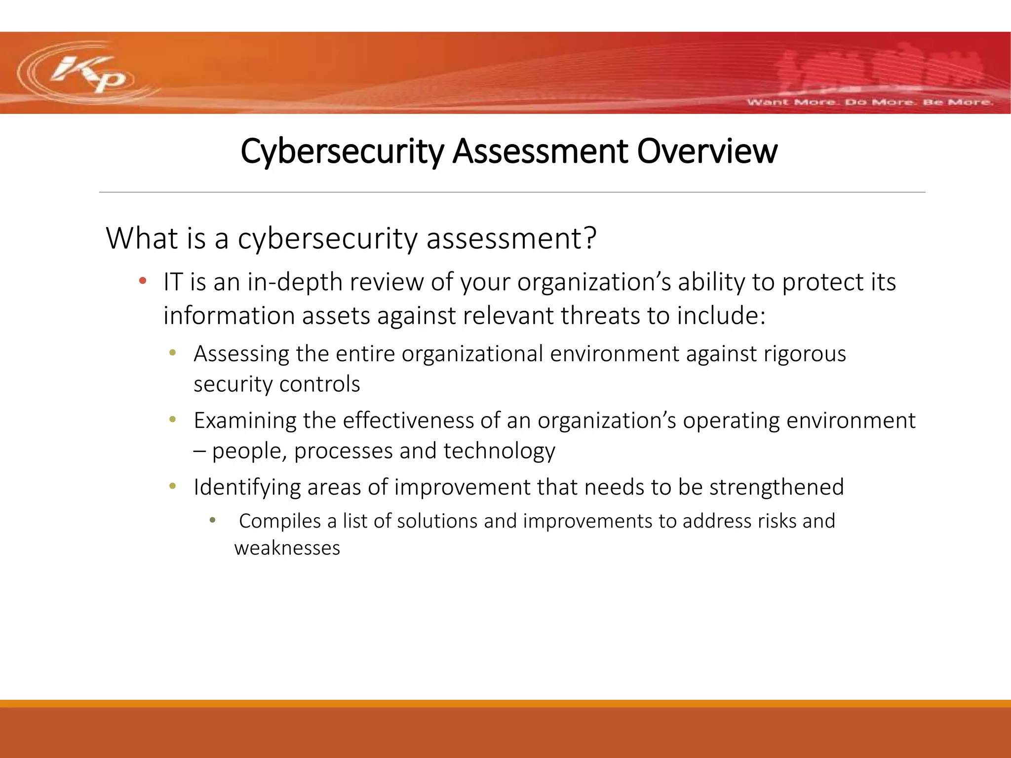 What is a cybersecurity assessment 20210813 | PPTX