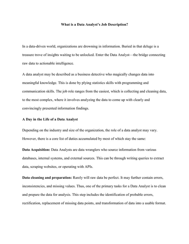 What is a Data Analyst’s Job Description | PDF