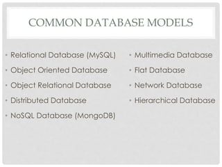 Learn Database Design with MySQL - Chapter 1 - What is a database | PPTX | Databases | Computer ...