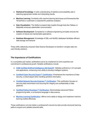 What Is a Data Science Developer? Skills, Roles, and Career Path | PDF