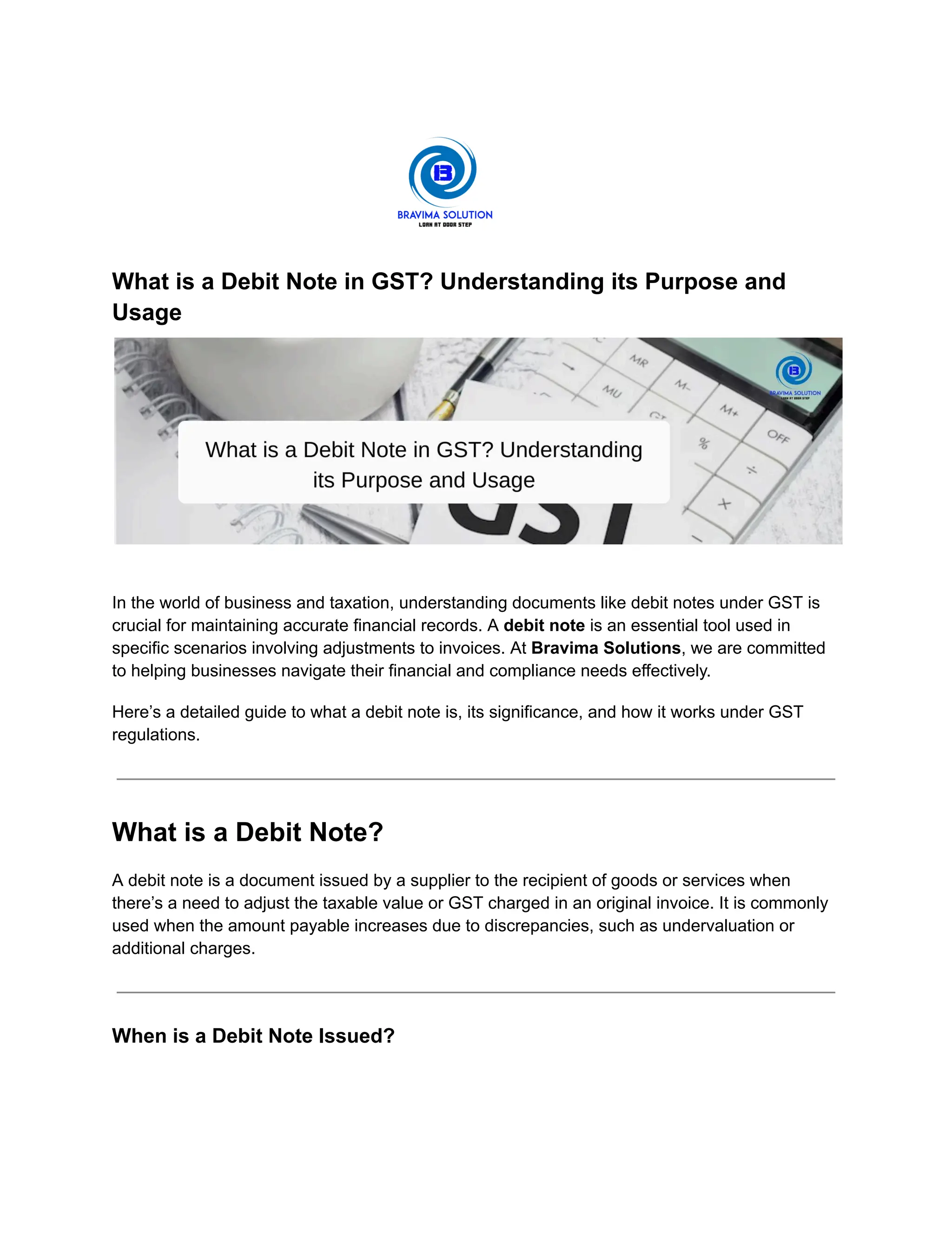 What is a Debit Note in GST ? Understanding its Purpose and Usage | PDF