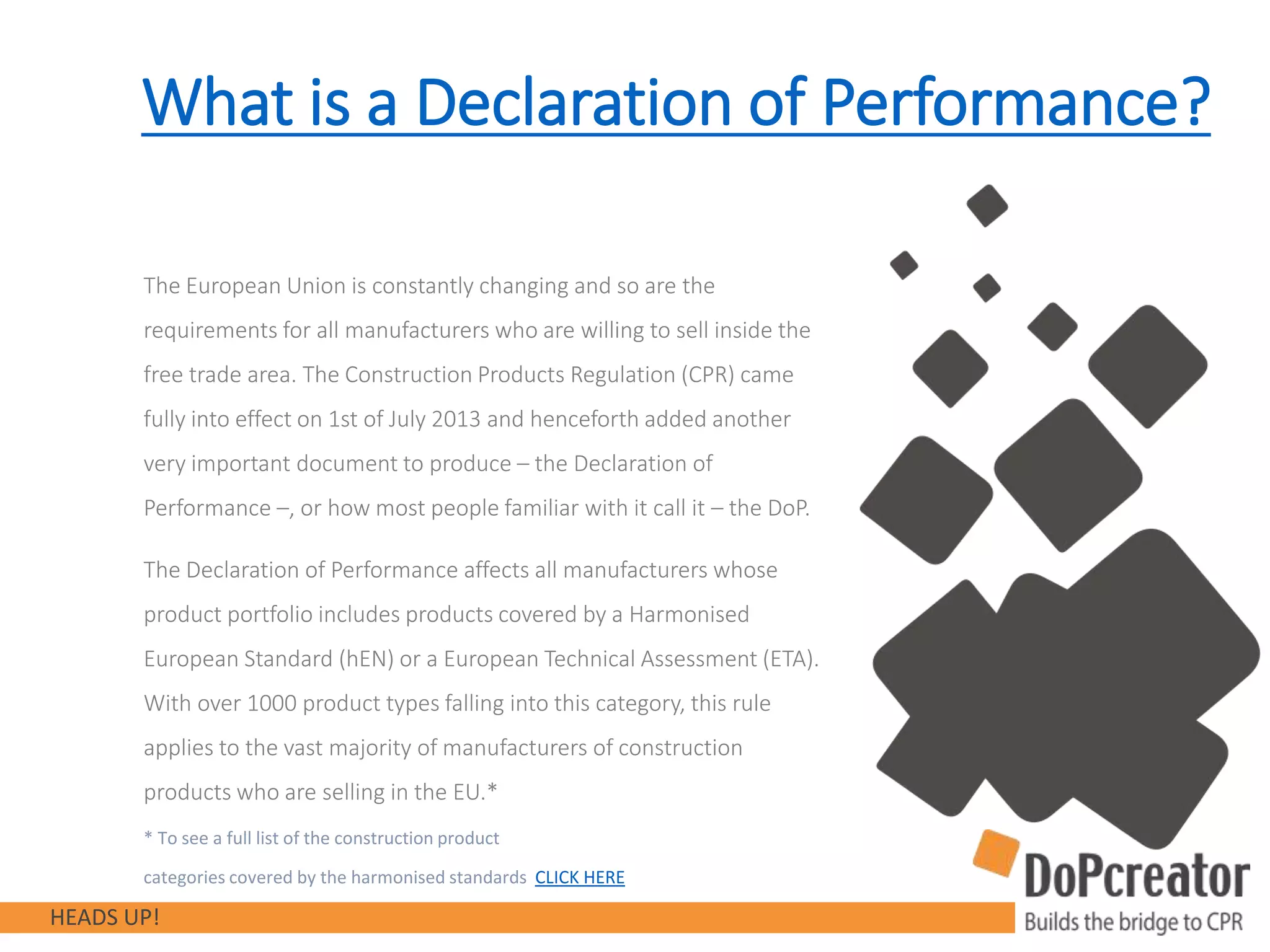 What is a Declaration of Performance? | PPT