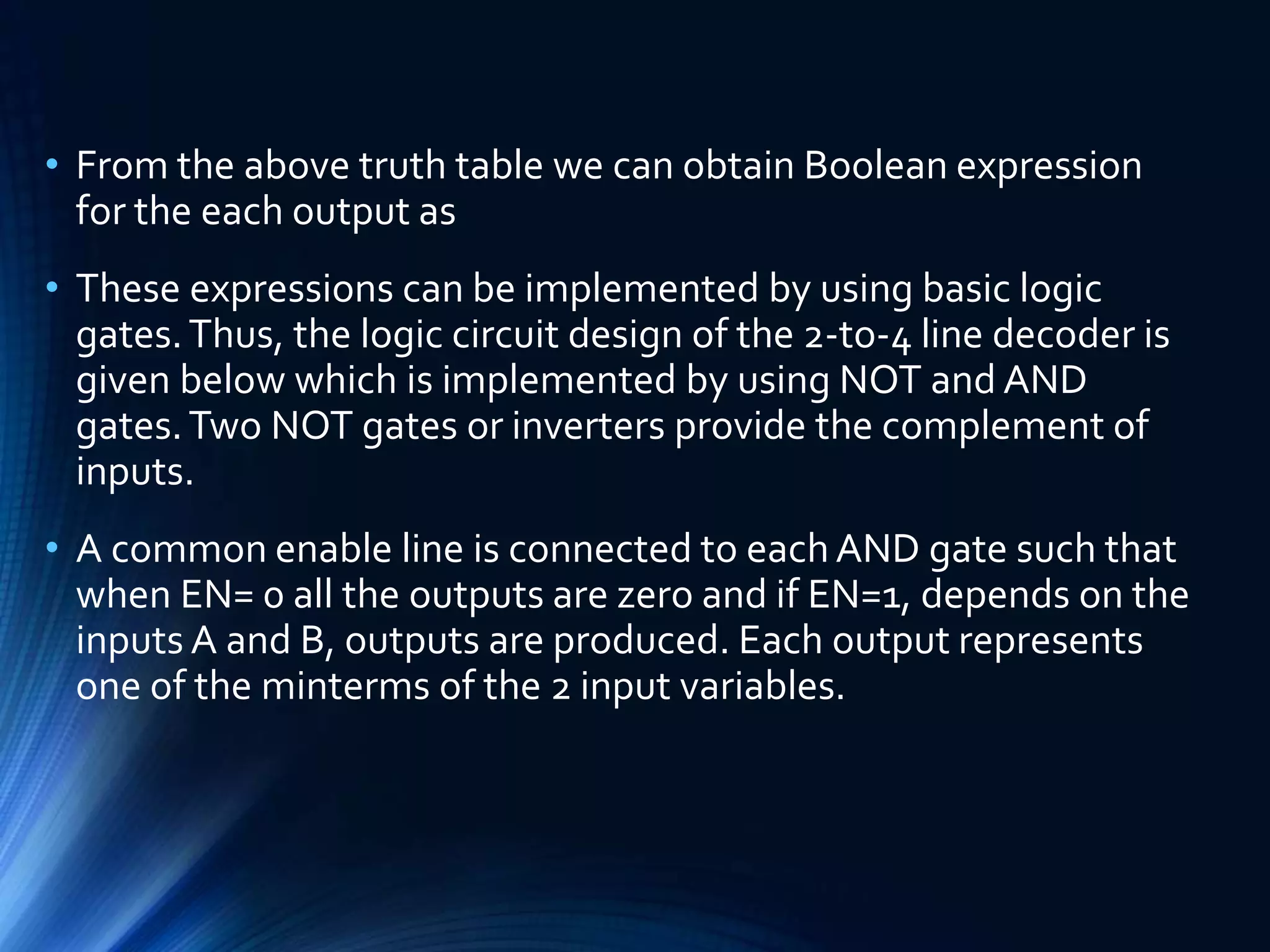 What is a decoder and 2 to 4 DECODER | PPTX