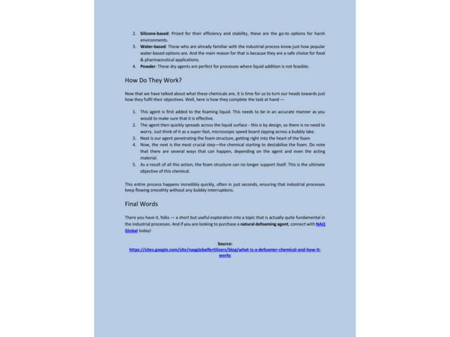 What is a defoamer chemical, and how it works.pptx