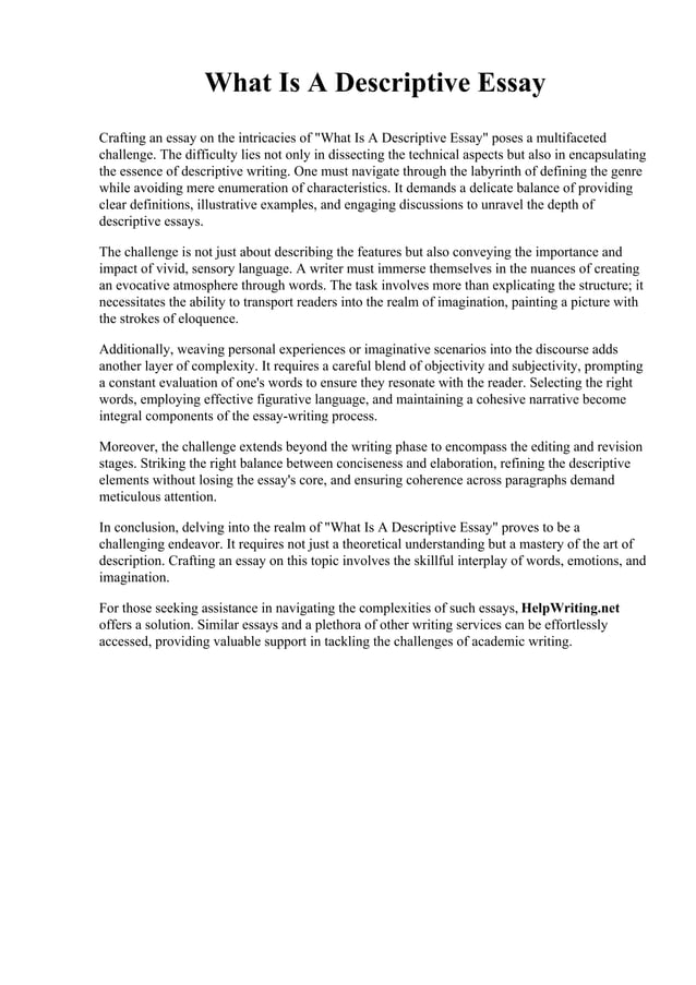 What Is A Descriptive Essay. Mayland Community College | PDF