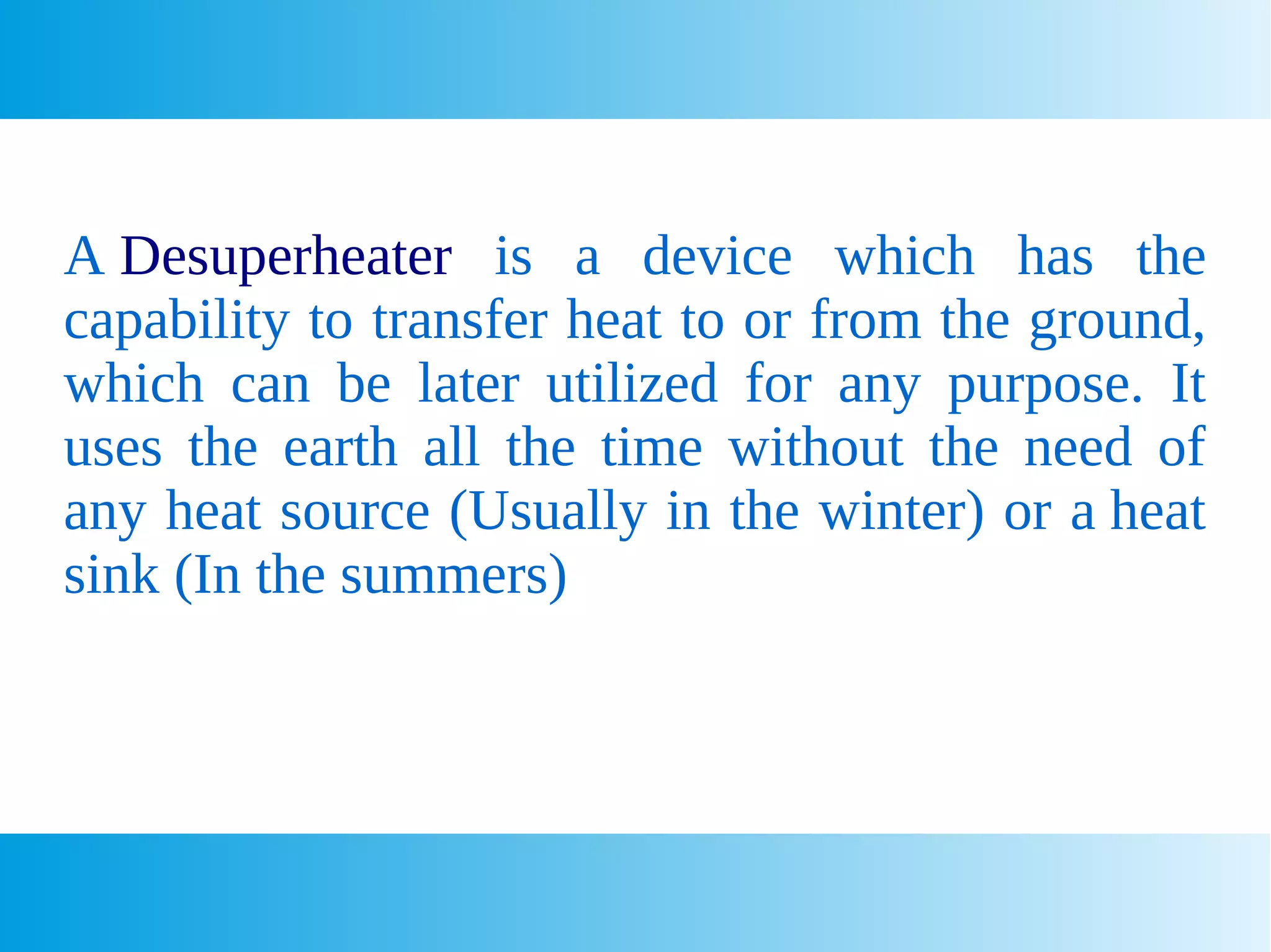 What is a desuperheater | ODP