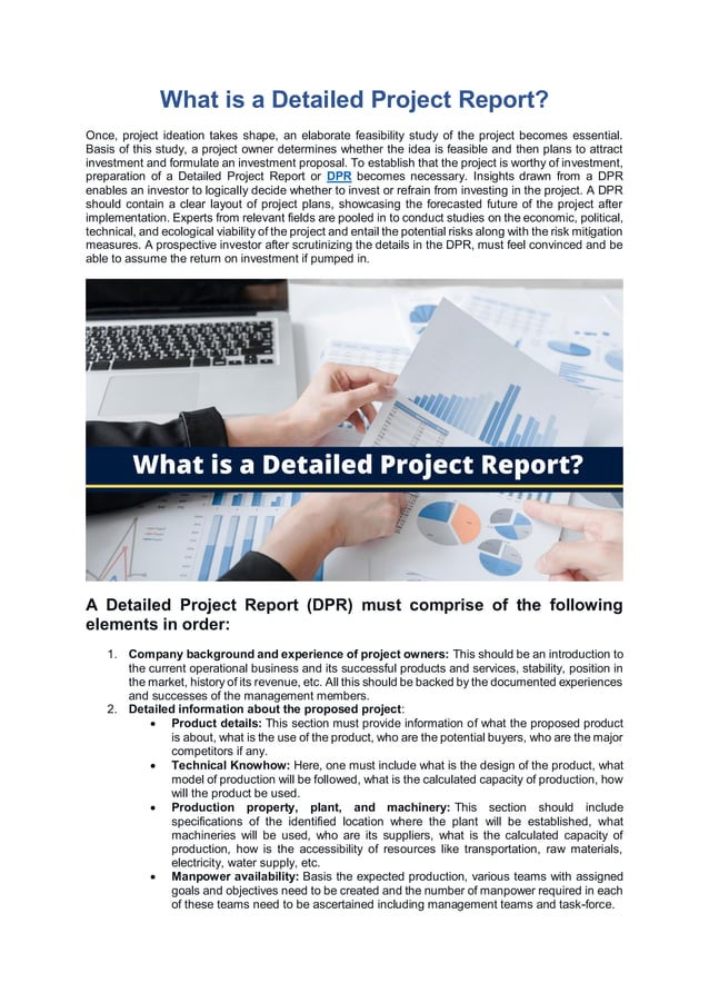 What is a detailed project report | PDF | Business Accounting & Finance ...
