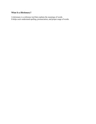 What Is a Dictionary | Importance of Online Dictionary | DOCX