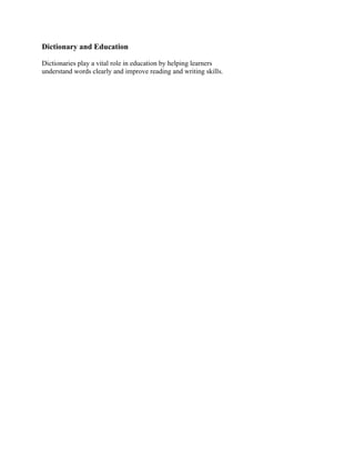 What Is a Dictionary | Importance of Online Dictionary | DOCX