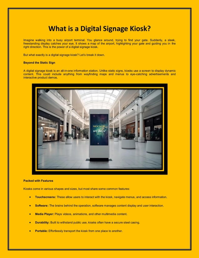 What is a Digital Signage Kiosk? Digital Signage Kiosk | PDF