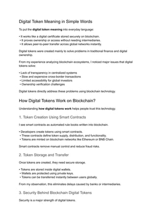 What is a Digital Token? Meaning, Types, Use Cases & Future Explained | PDF