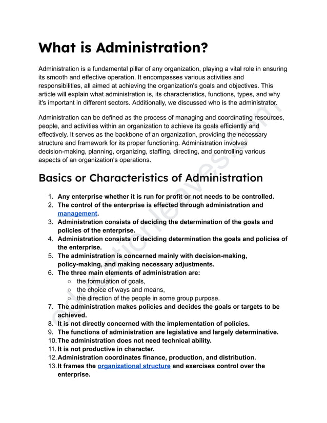 What is Administration.pdf | Business Administration | Business