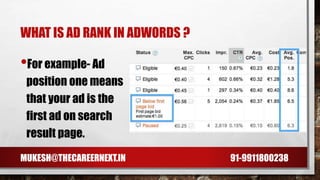 What is ad rank in adwords? | PPTX