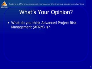 What is Advanced Project Risk Management? | PPT
