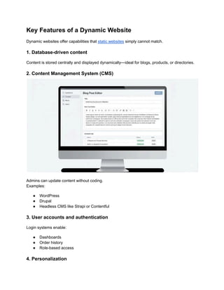 What Is a Dynamic Website? Definition, Features & Examples | PDF