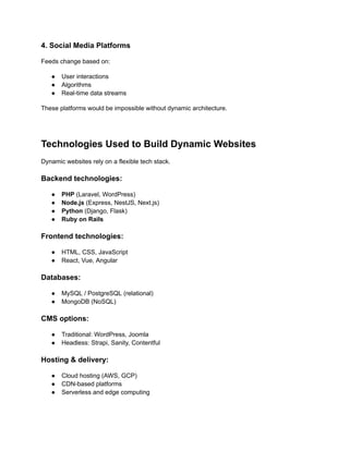 What Is a Dynamic Website? Definition, Features & Examples | PDF
