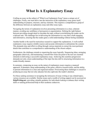 What Is A Explanatory Essay | PDF