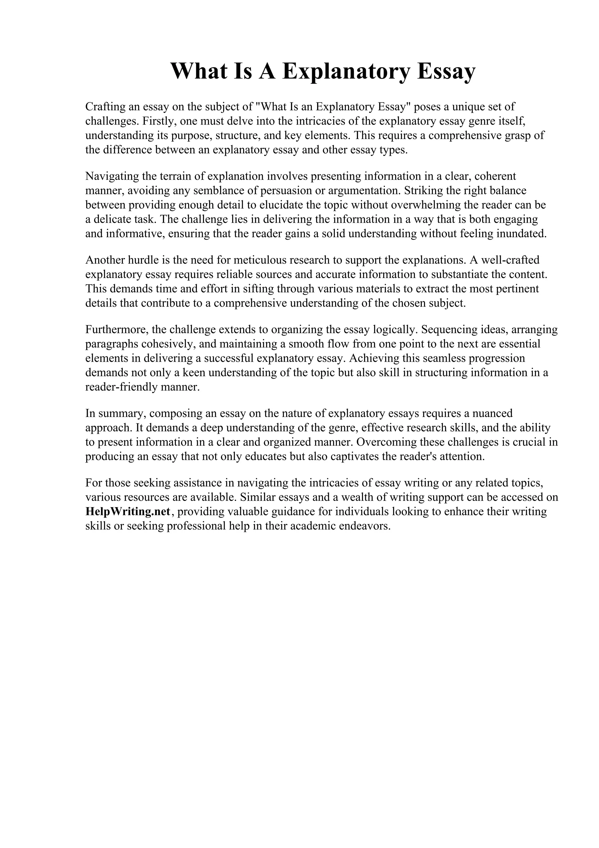 What Is A Explanatory Essay | PDF