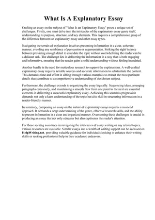 What Is A Explanatory Essay | PDF