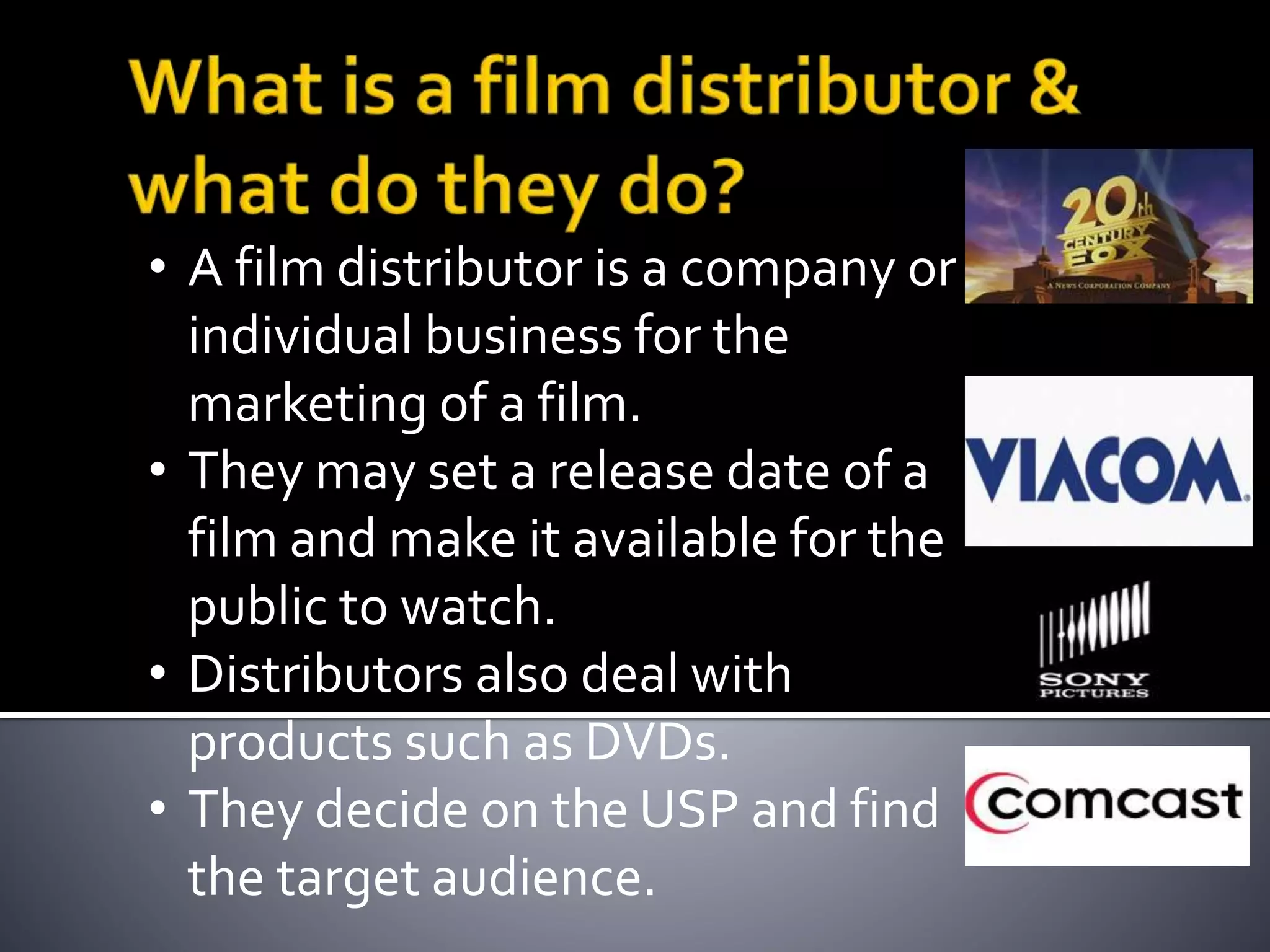 What is a film distributor & what do? | PPTX