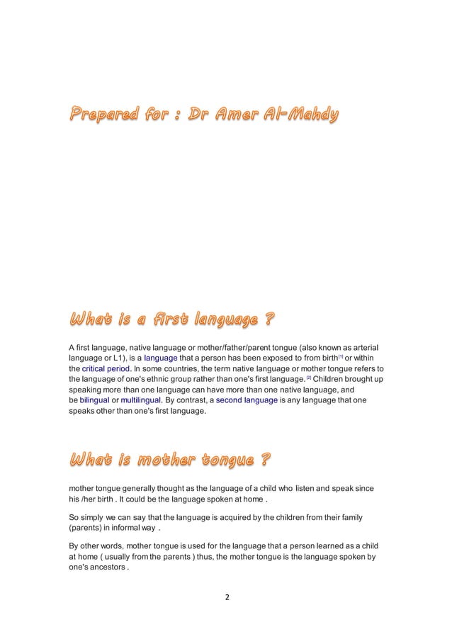 What is a first language | DOCX