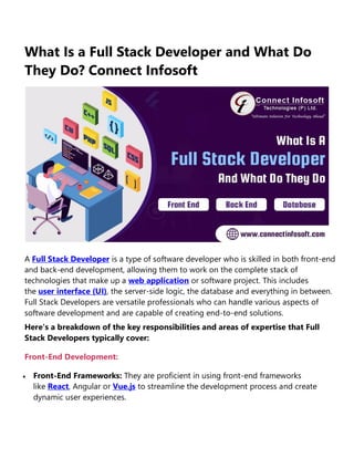 What Is a Full Stack Developer and What Do They Do - Connect Infosoft | PDF