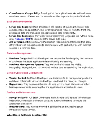What Is a Full Stack Developer and What Do They Do - Connect Infosoft | PDF
