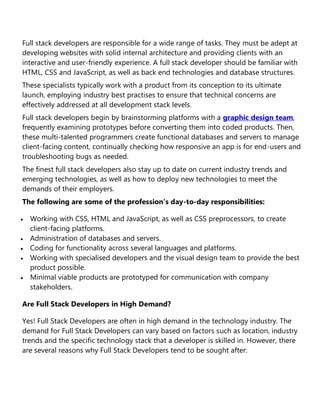 What Is a Full Stack Developer and What Do They Do - Connect Infosoft | PDF