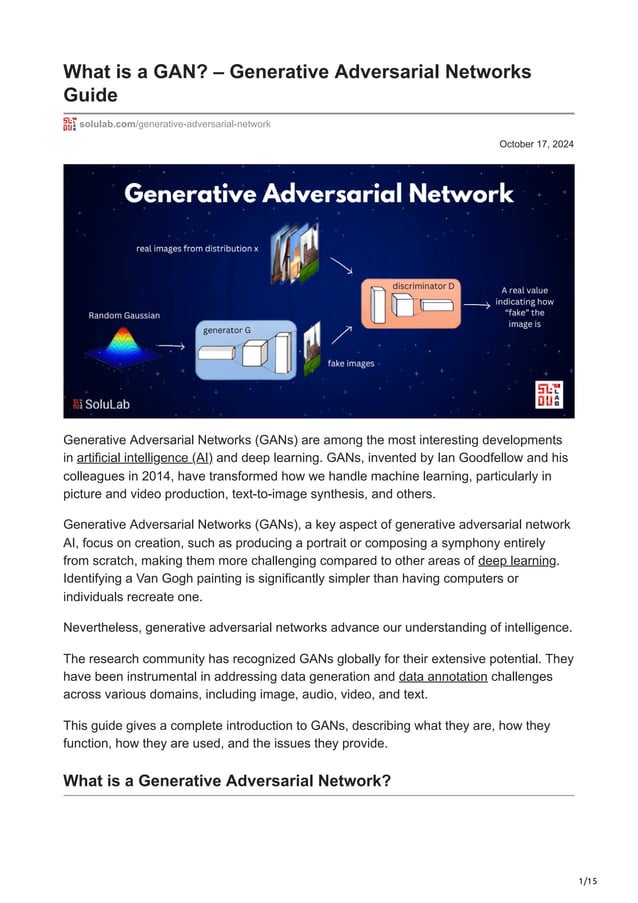 What is a GAN Generative Adversarial Networks Guide.pdf | Free Download