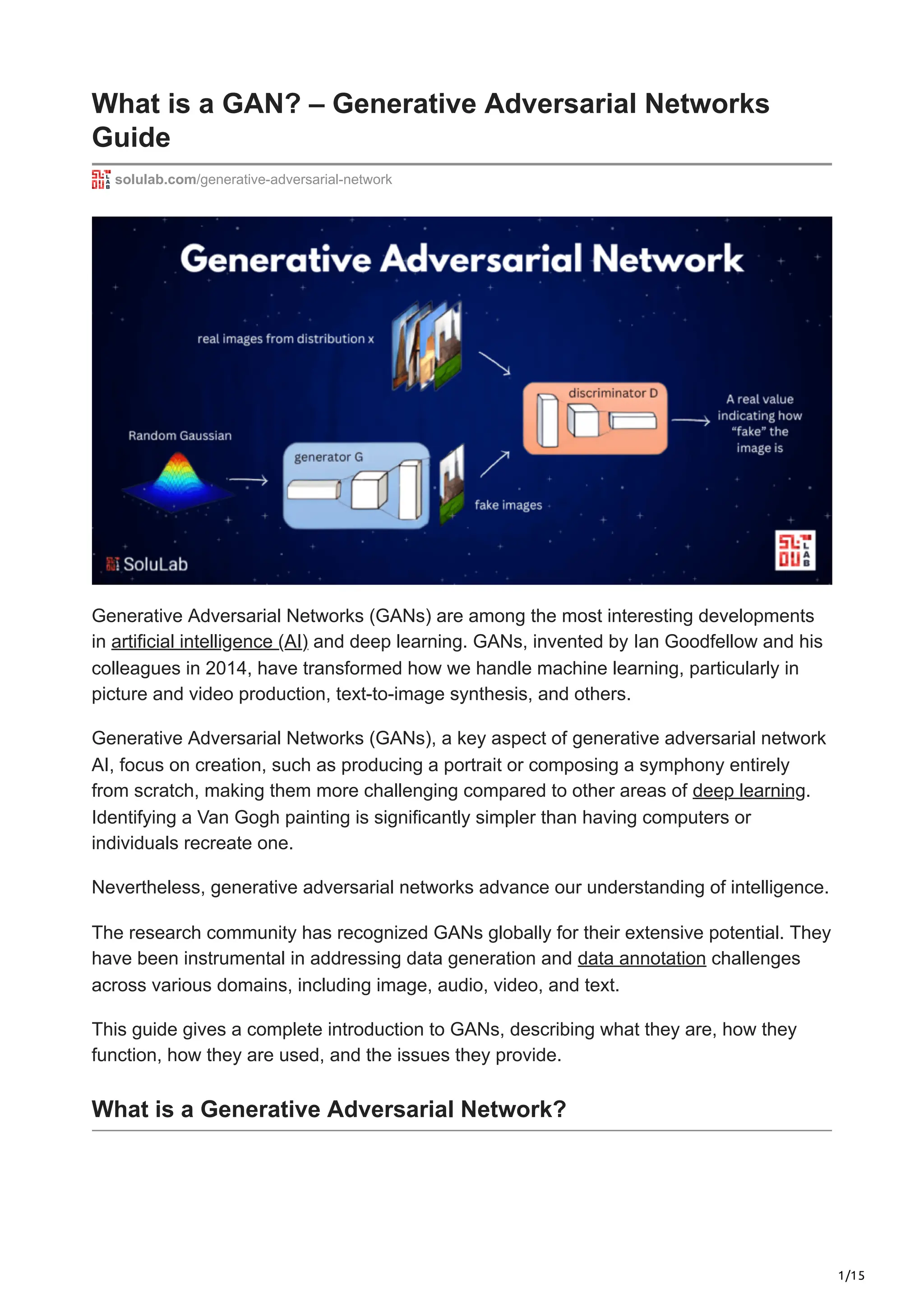 What is a GAN Generative Adversarial Networks Guide.pdf