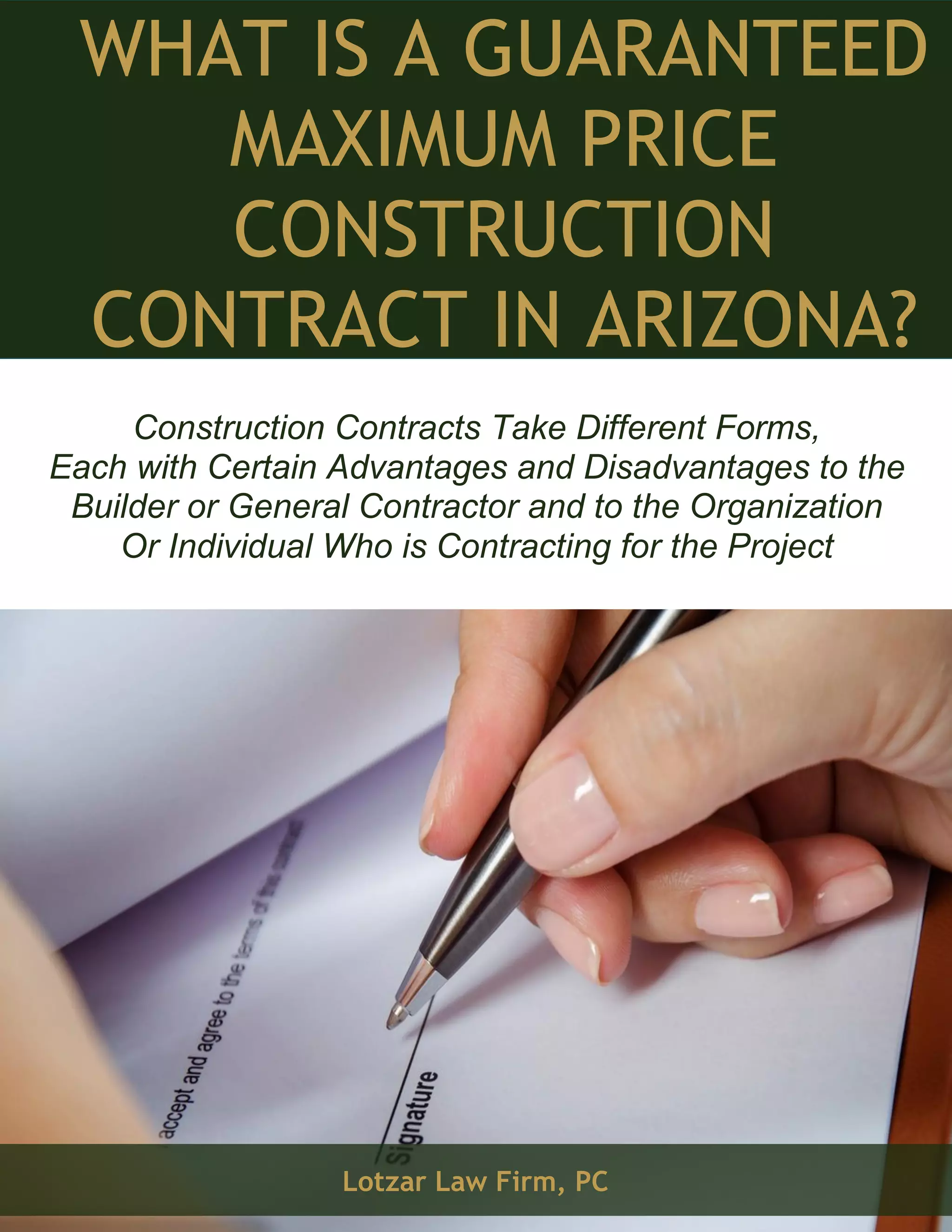 What is a Guaranteed Maximum Price Construction Contract in Arizona? | PDF