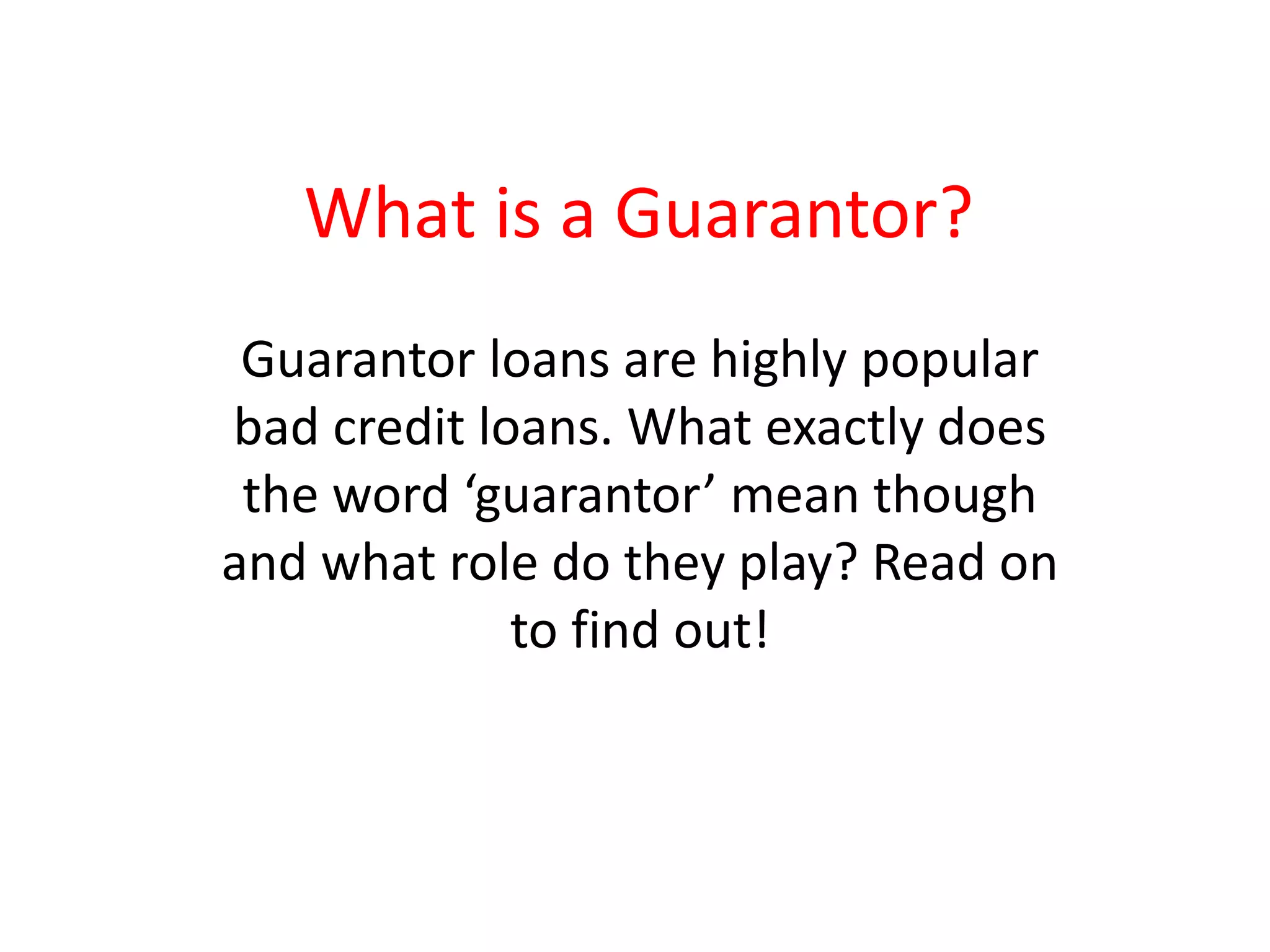 What is a guarantor | PPTX