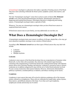What Is a Hematologist Oncologist.docx