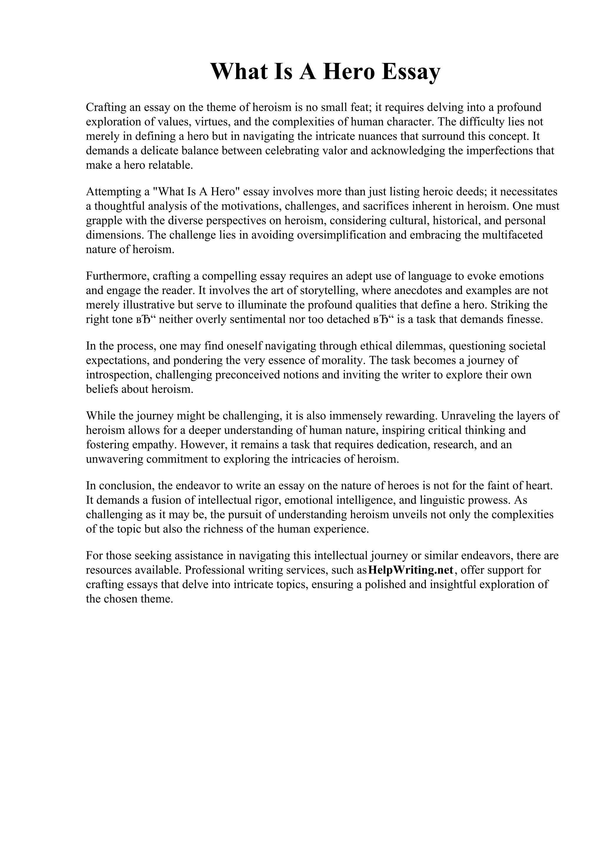 What Is A Hero Essay | PDF