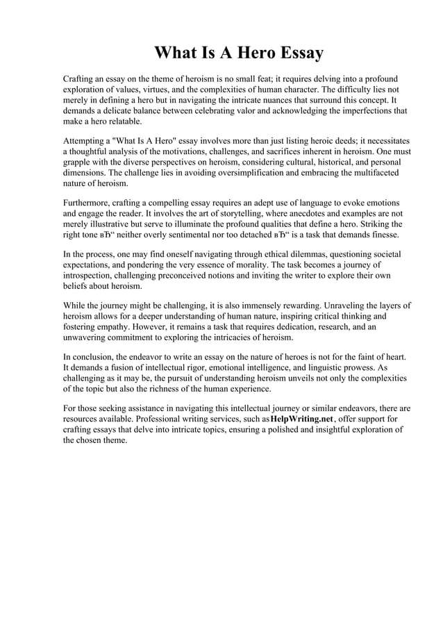 What Is A Hero Essay | PDF