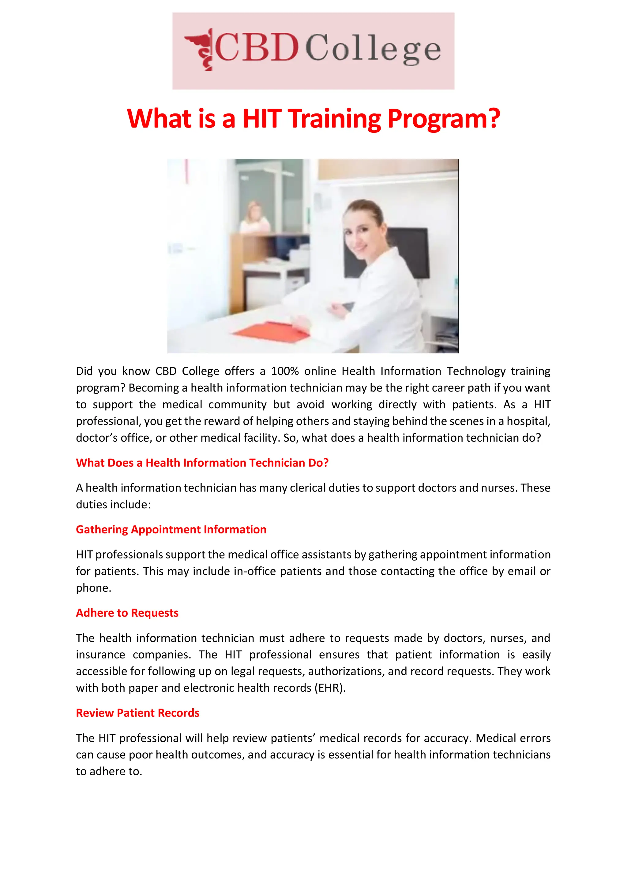 What is a HIT Training Program?Becoming a health information technician ...