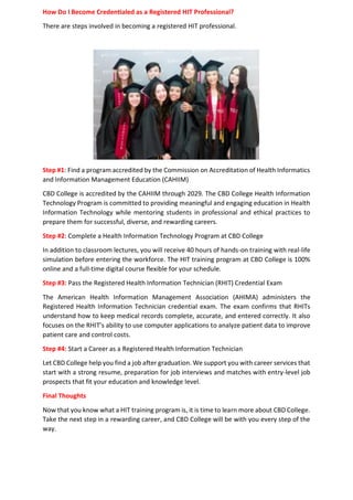 What is a HIT Training Program?Becoming a health information technician ...