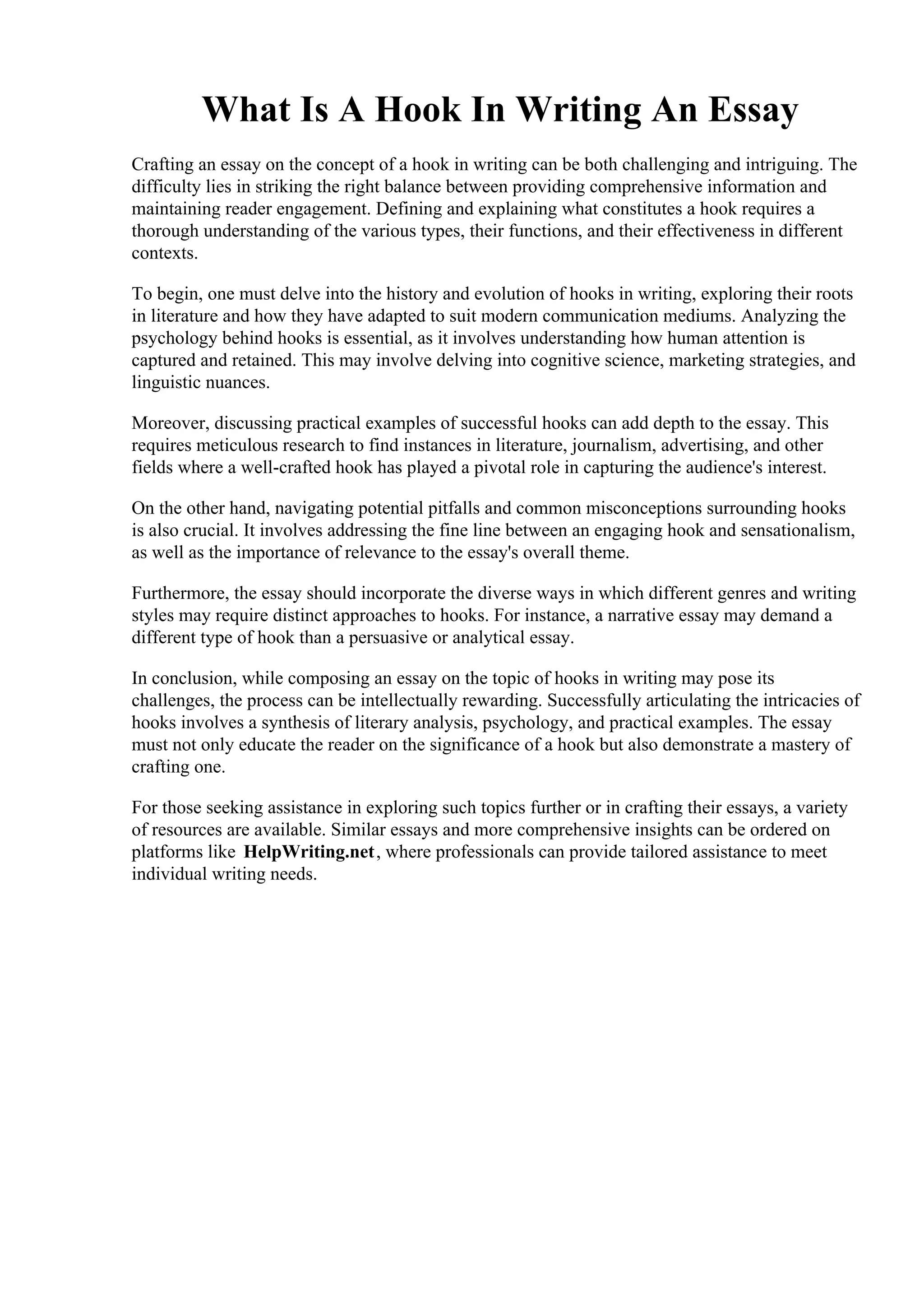 What Is A Hook In Writing An Essay. Examples - Ways to hook a reader ...