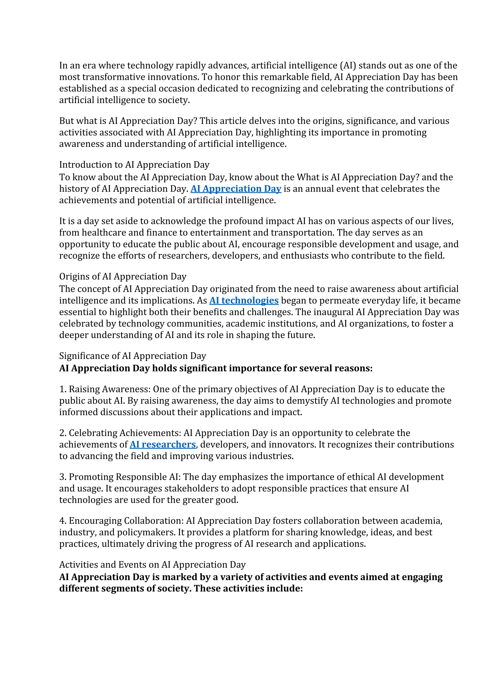 Check out the details about what is AI Appreciation Day | DOCX