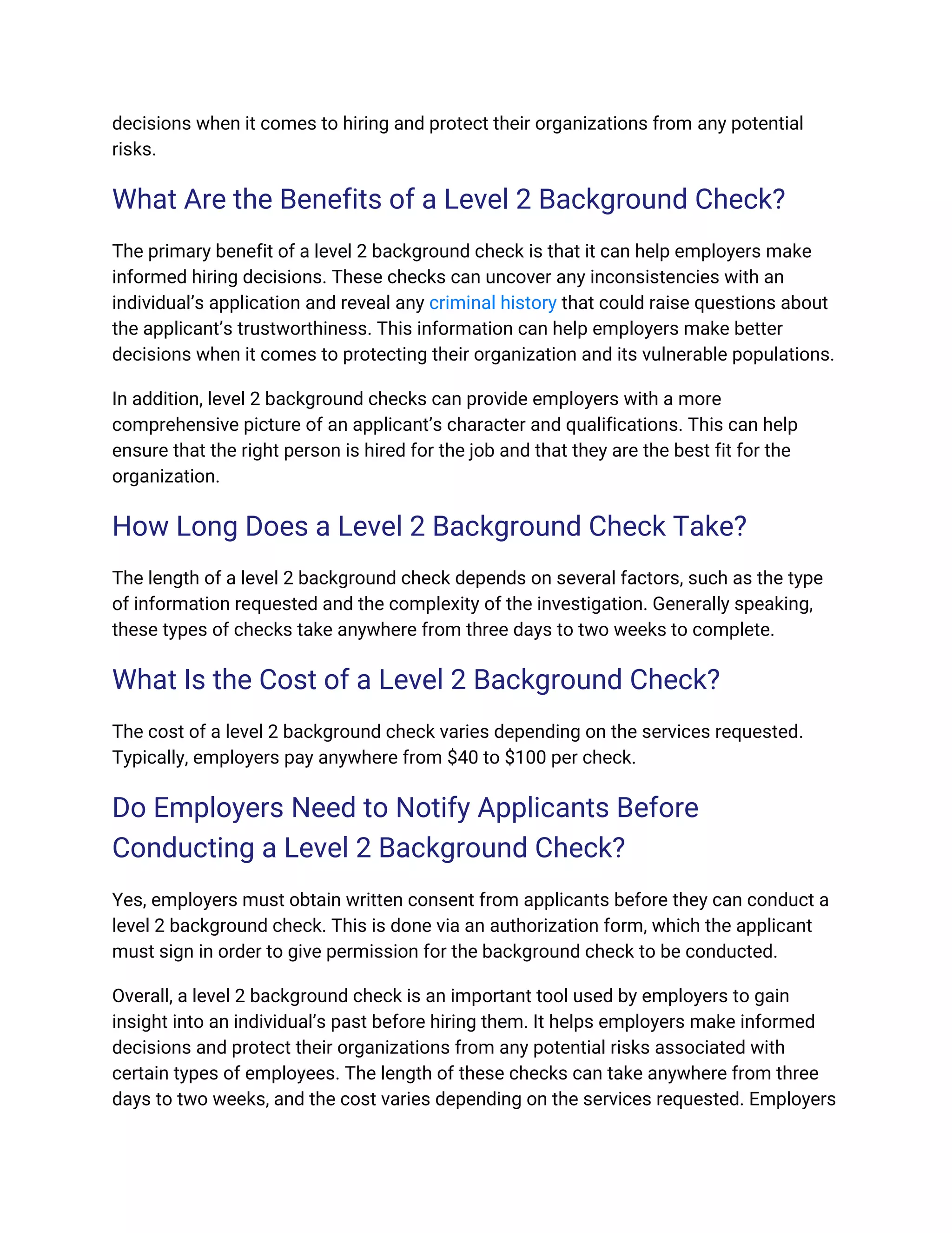 What is a level 2 background check | DOCX