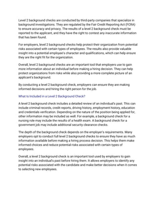 What is a level 2 background check | DOCX