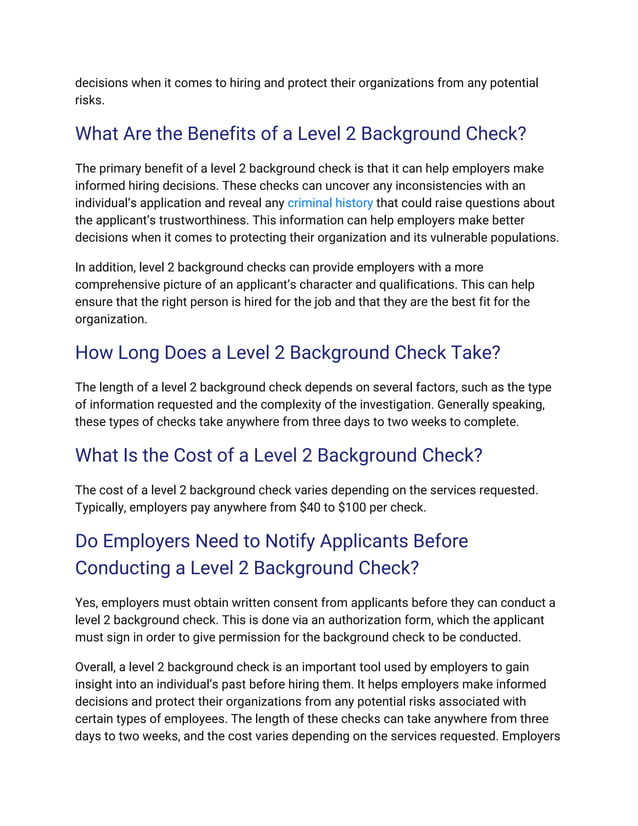 What is a level 2 background check | PDF
