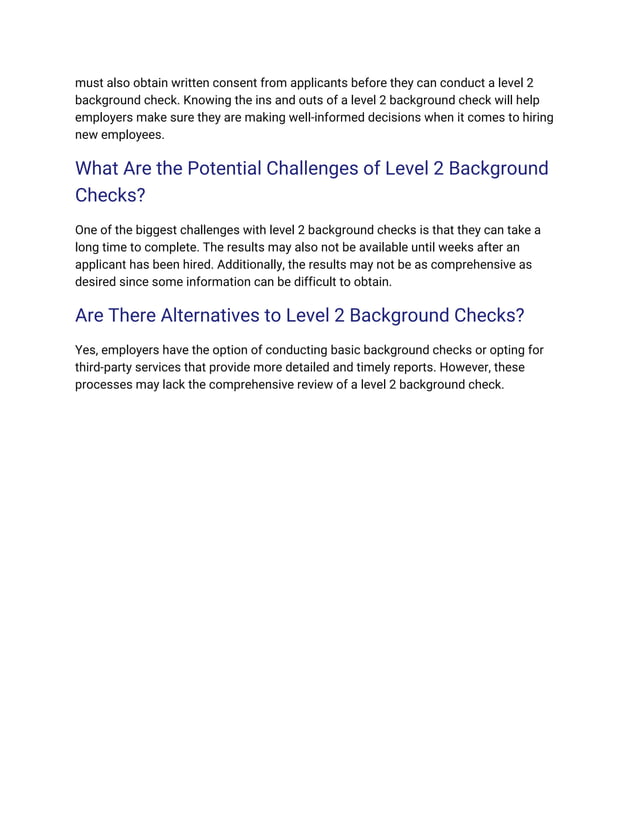 What is a level 2 background check | PDF