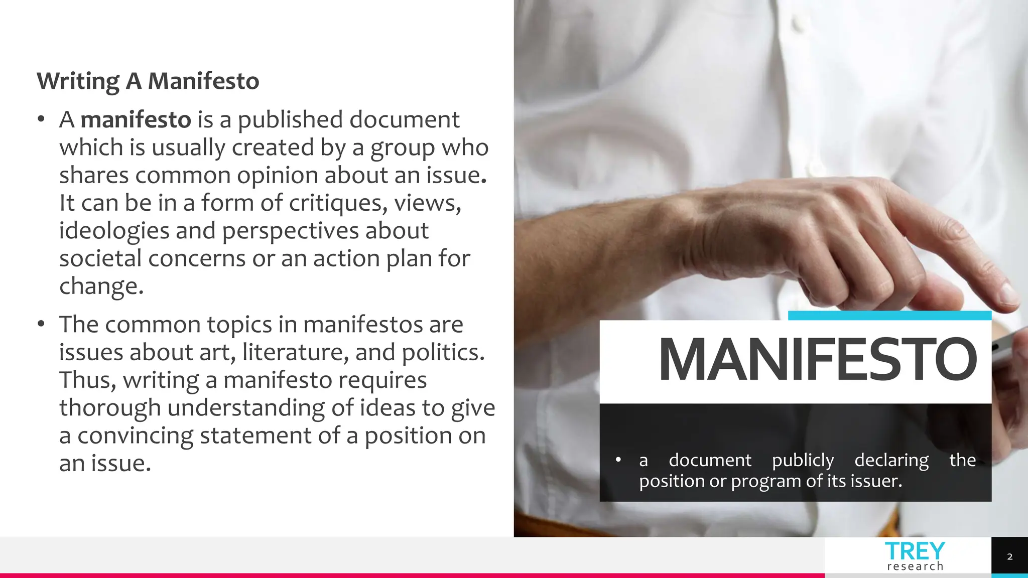 WHAT IS A MANIFESTO-TSHS-GRADE 12 STUDENTS | PPTX