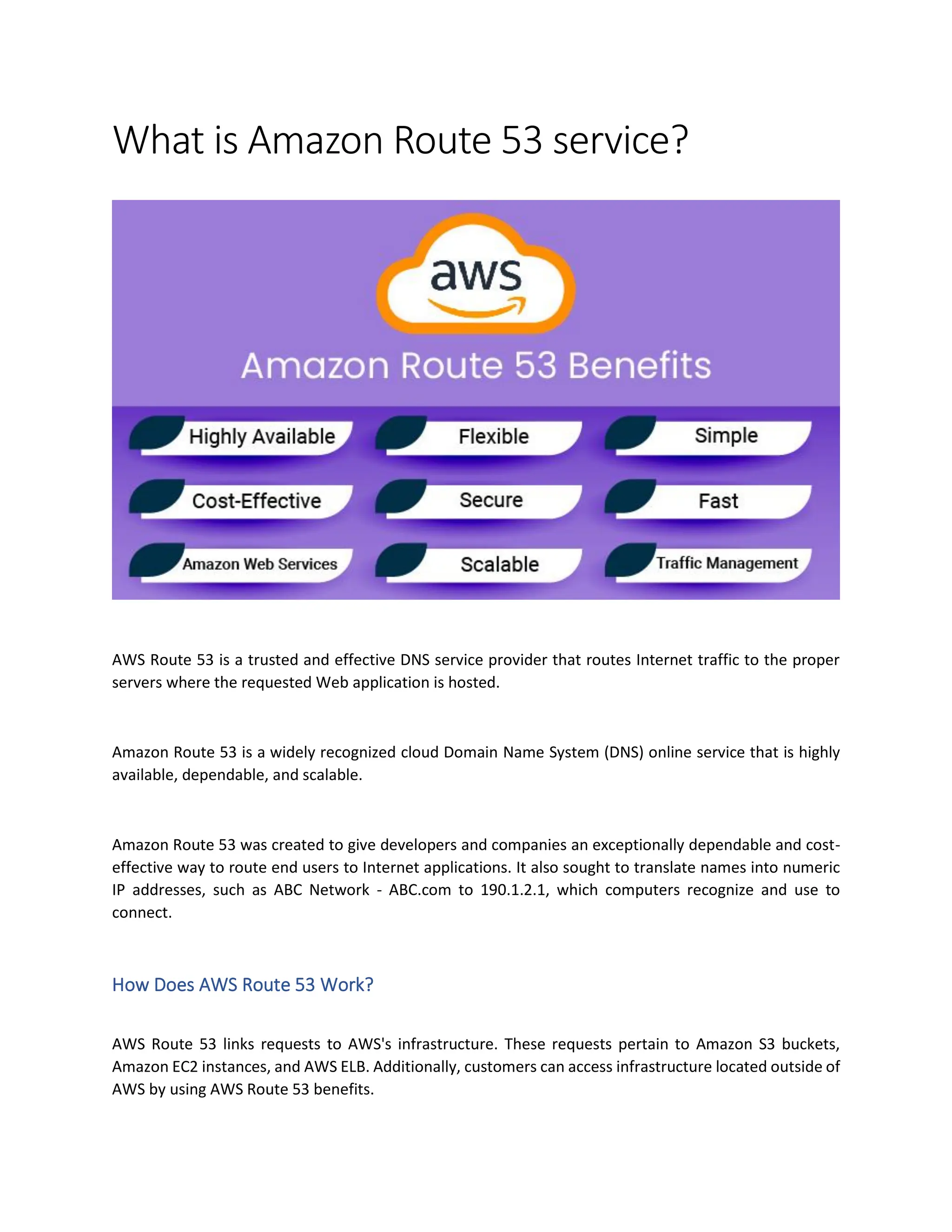 How Does AWS Route 53 Work and benefits? | PDF