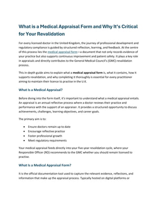 What is a Medical Appraisal Form and Why It’s Critical for Your ...