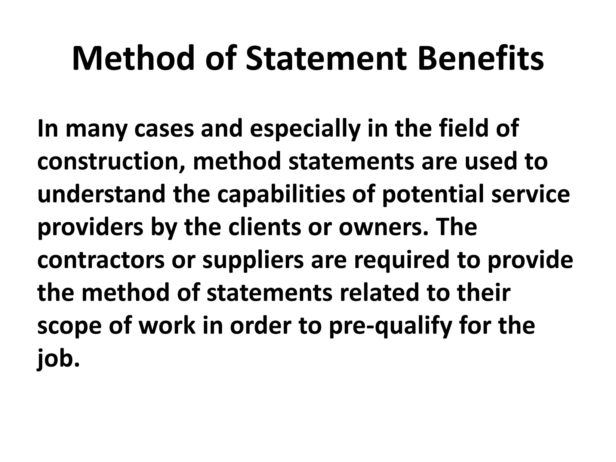 What is a method of statement | PDF