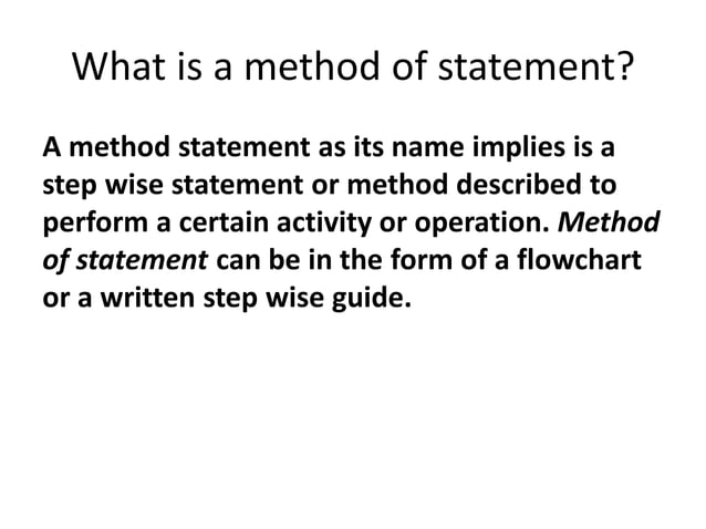 What is a method of statement | PDF