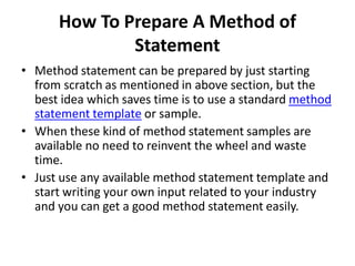 What is a method of statement | PDF